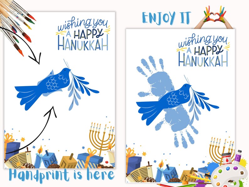 Hanukkah Handprint Footprint DIY Art Craft Bundle Printable - Etsy