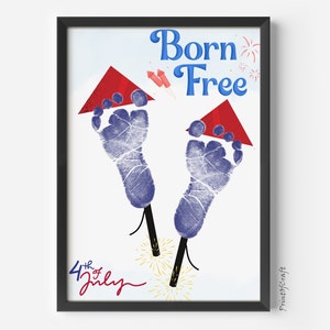 Independence Day Handprint Footprint Art Craft, 4th of July Digital ...