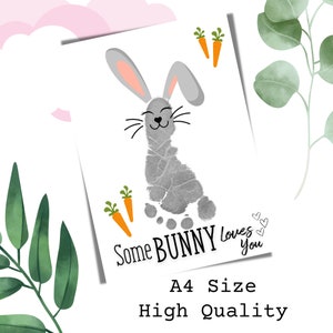 Easter Bunny Loves You Handprint Footprint Art Craft, Easter Handprint ...