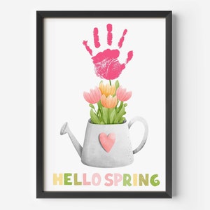 Hello Spring Handprint Footprint Art Craft, Spring Handprint Card, Baby ...