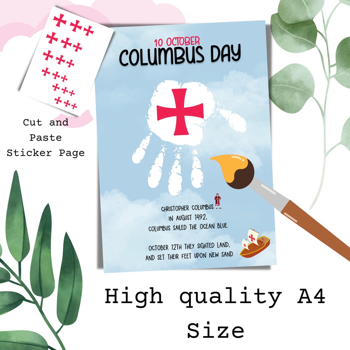 Columbus Day Handprint Hand Craft Art Activity Preschool - Etsy