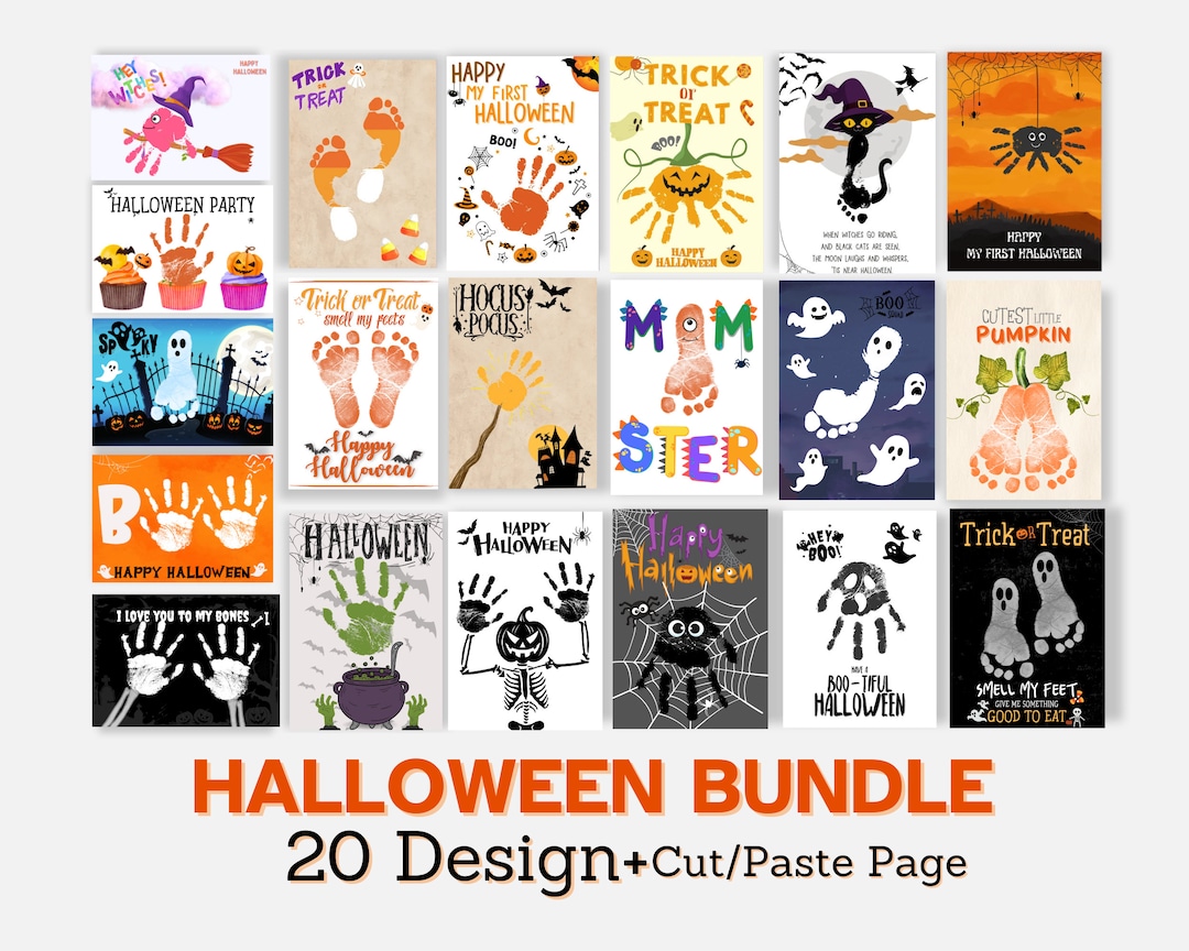 Halloween Mega Bundle Art Craft, Printable Footprint Handprint Art ...
