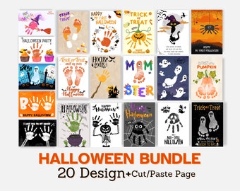 Halloween Handprint Art Printable Bundle - Etsy
