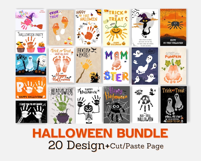 Halloween Mega Bundle Art Craft, Printable Footprint Handprint Art ...