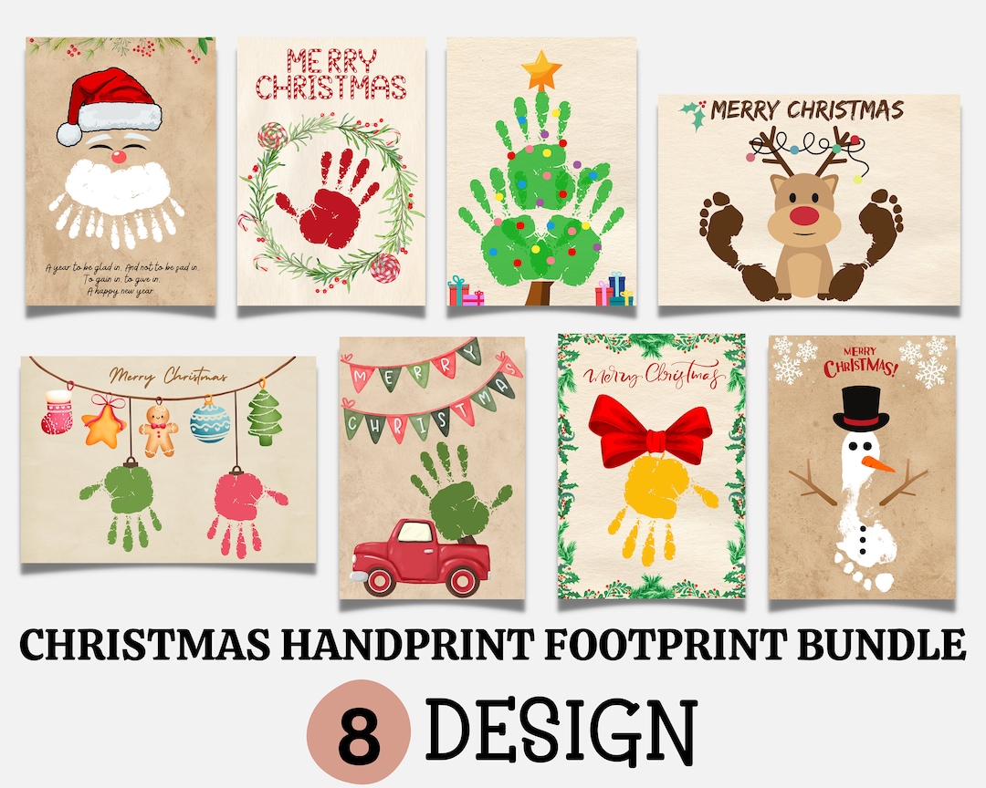 Christmas Handprint Art Craft, Christmas Footprint DIY Decor, Printable ...