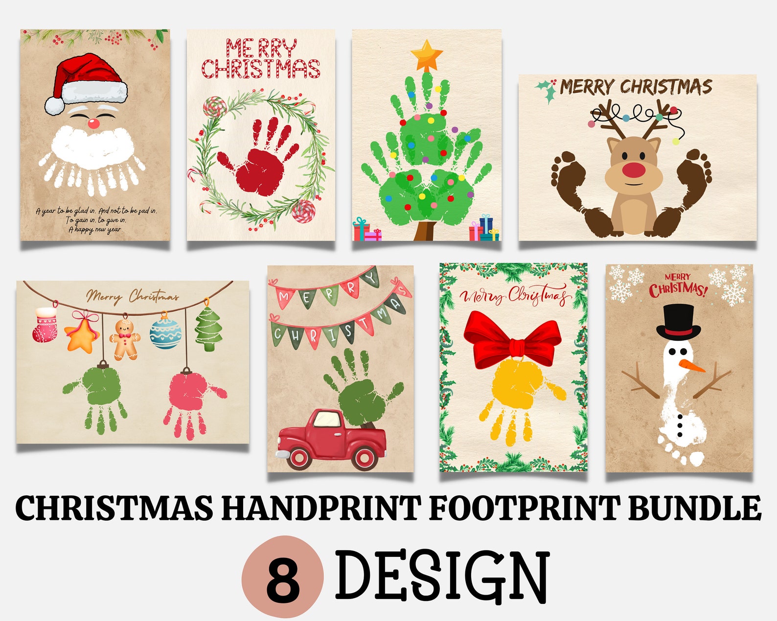 Christmas Handprint Art Craft Christmas Footprint DIY Decor - Etsy