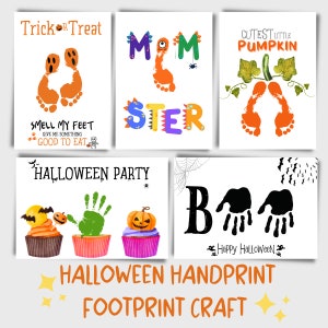 Halloween Handprint Footprint Art, Printable Halloween Keepsake Craft ...