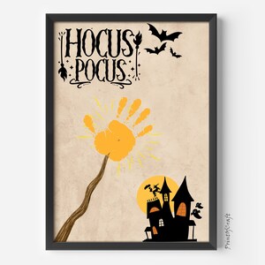 Hocus Pocus Handprint Art Craft, Witch Broom Stick Handprint Craft ...