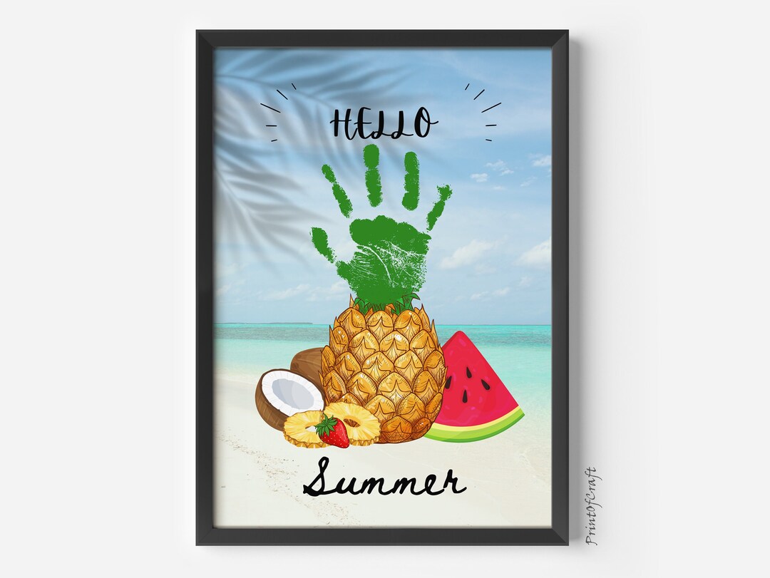 Hello Summer Handprint Art, Printable Paint Project for Kids in ...