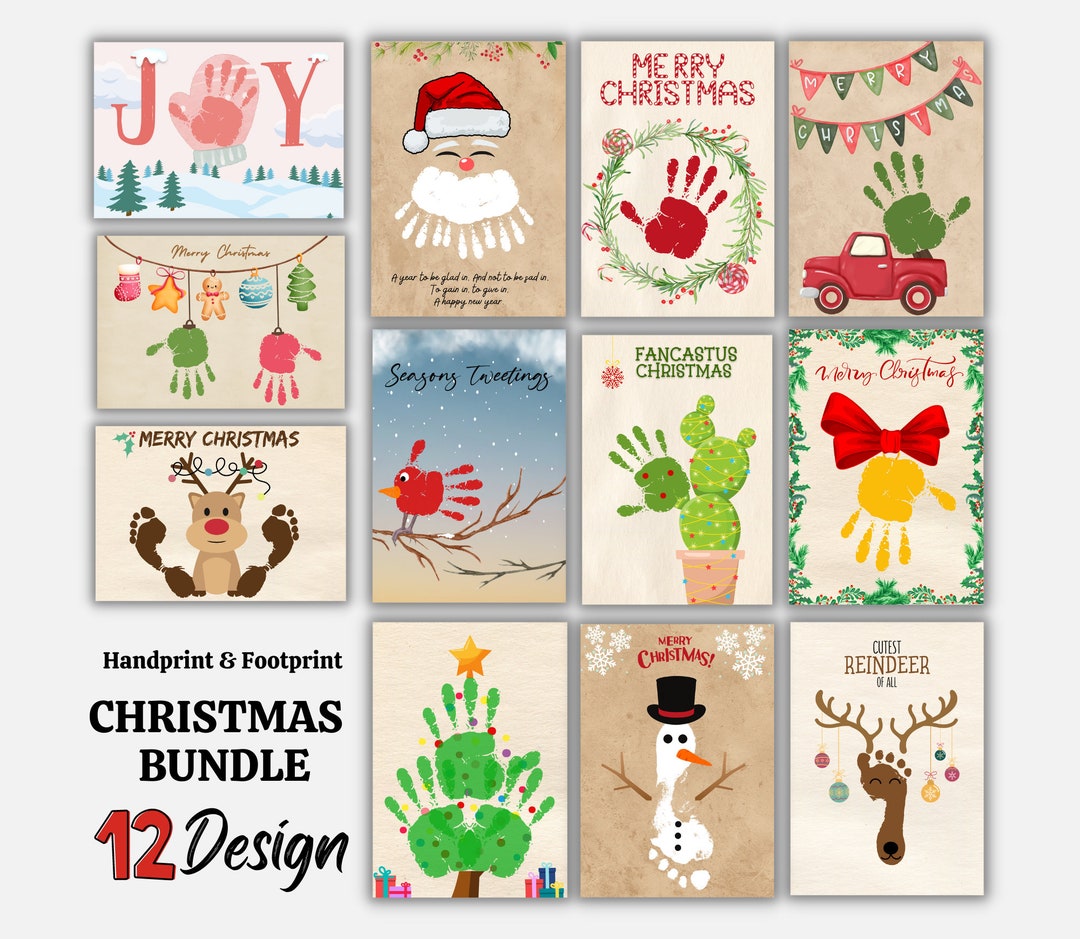 Christmas Handprint Footprint DIY Art Craft Bundle Printable - Etsy