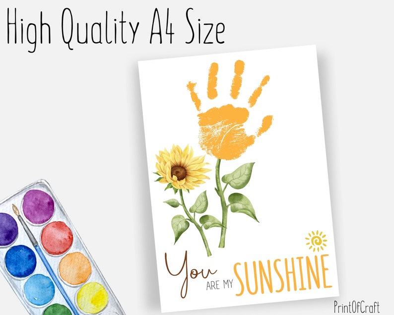 Mothers Day Handprint Art Craft You Are My Sunshine Flower - Etsy