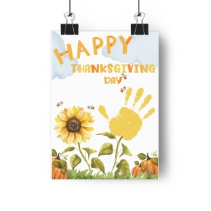 Sunflower Handprint Art, Happy Thanksgiving Autumn Thankful,child Kids ...