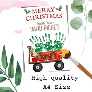 Merry Christmas Handprint Art, Christmas Footprint Craft, Printable DIY ...