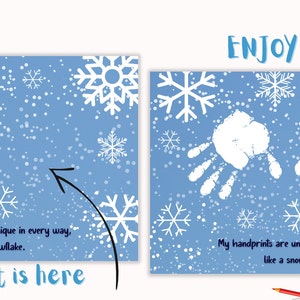 Winter Handprint Craft Art, Baby Toddler Kids DIY Snowflake Craft ...