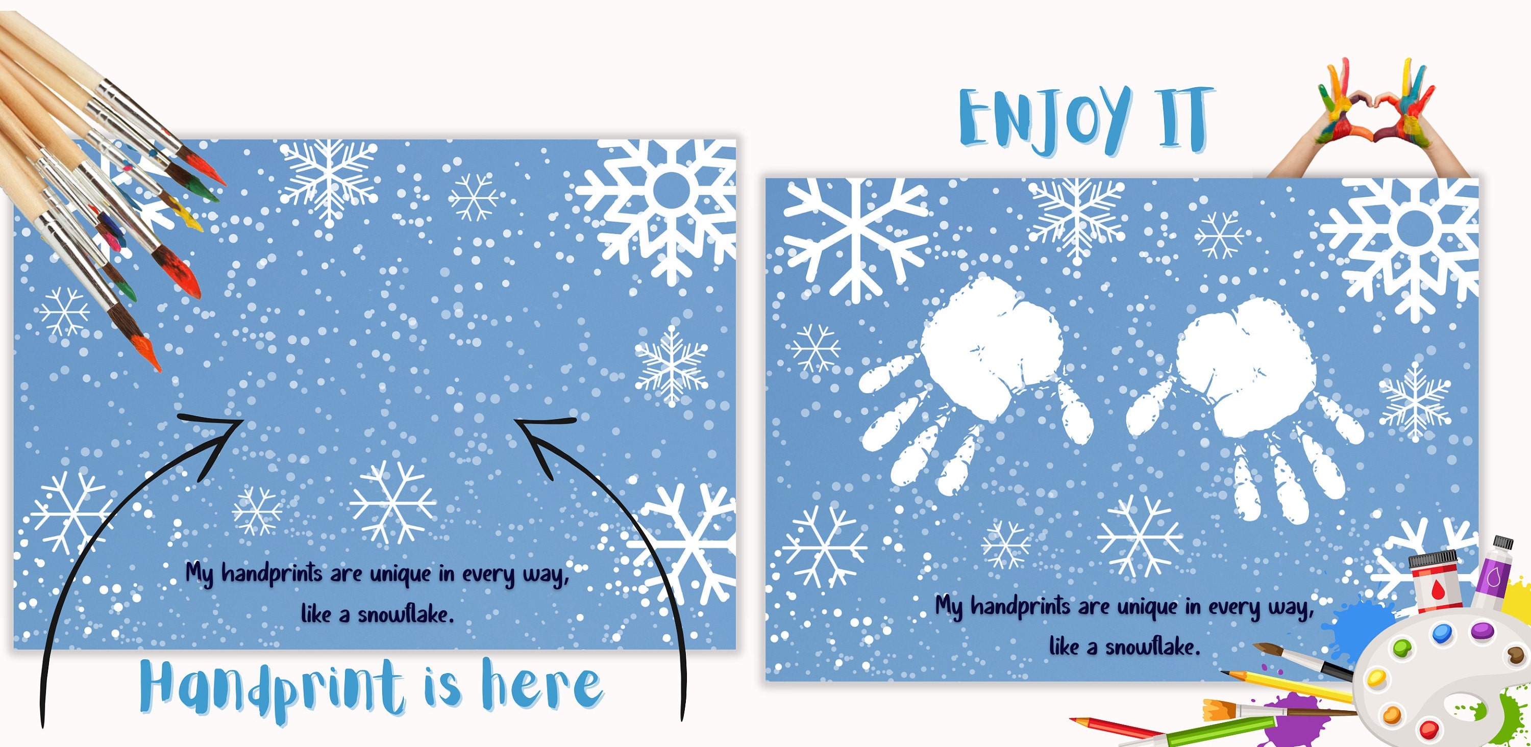 Winter Handprint Craft Art Baby Toddler Kids DIY Snowflake - Etsy