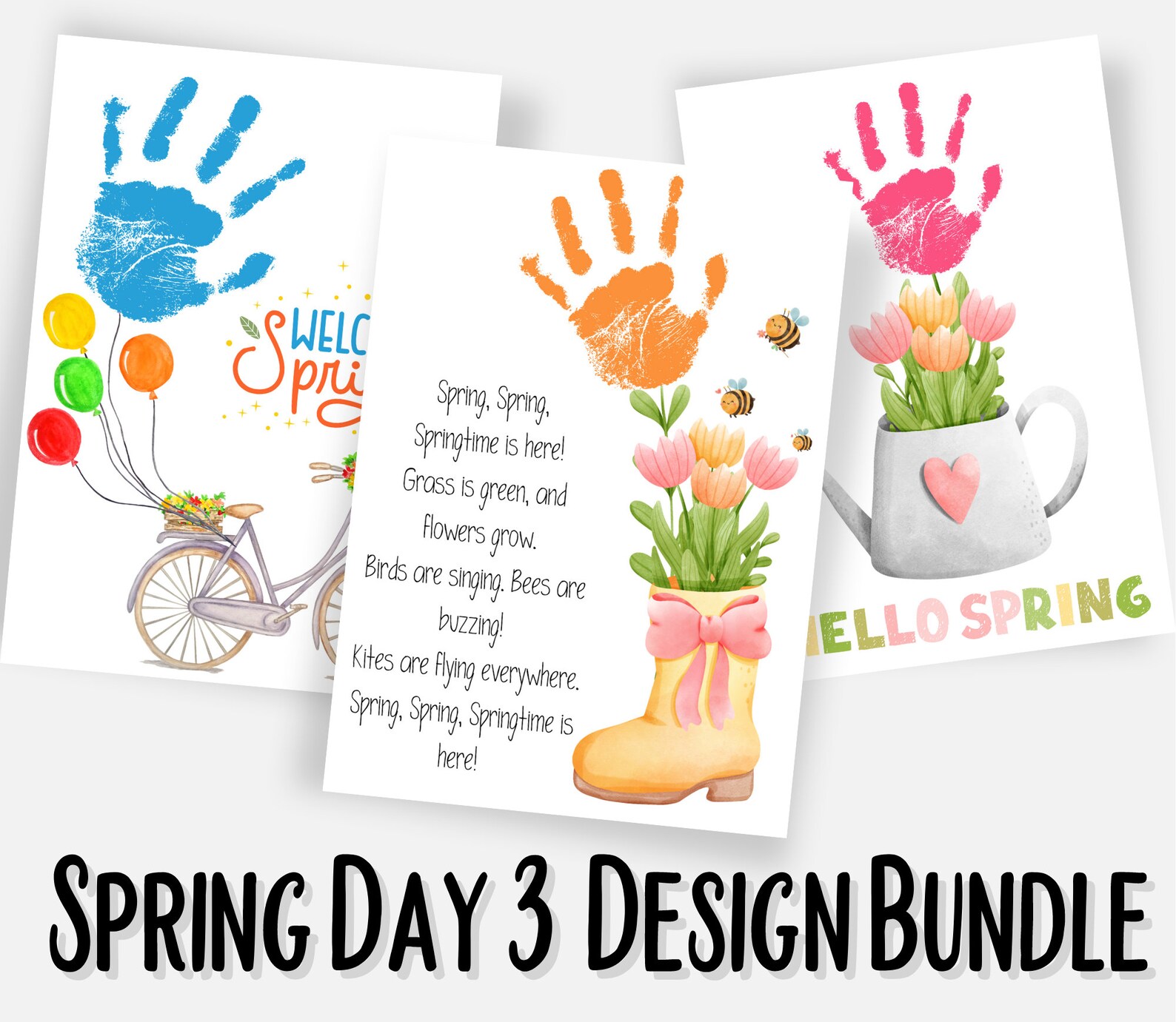 Spring Handprint Footprint Bundle Craft Spring Handprint Art - Etsy