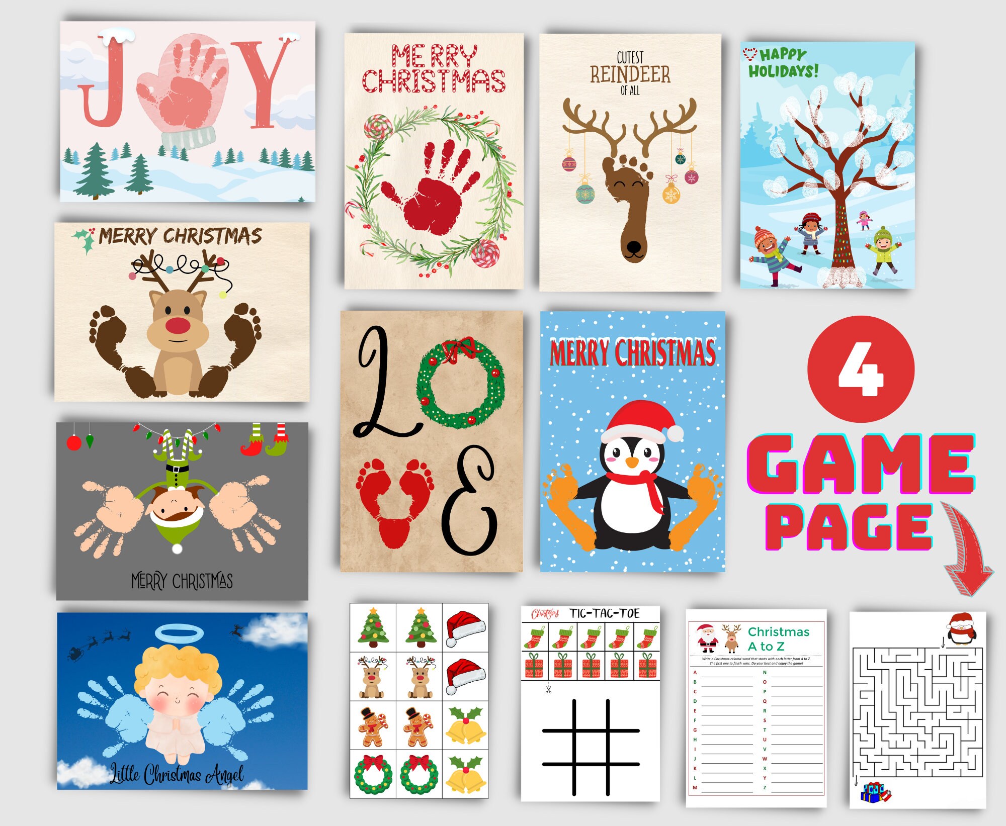 Christmas Handprint Footprint Art Craft Bundle Printable - Etsy