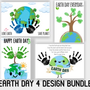 Earth Day Handprint Craft Bundle, Happy Earth Day Footprint Art DIY ...