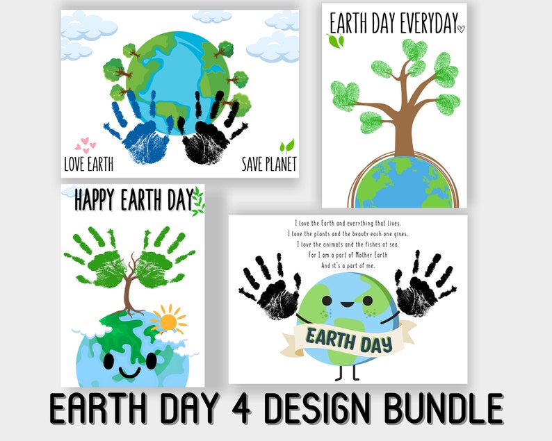 Earth Day Handprint Craft Bundle Happy Earth Day Footprint - Etsy