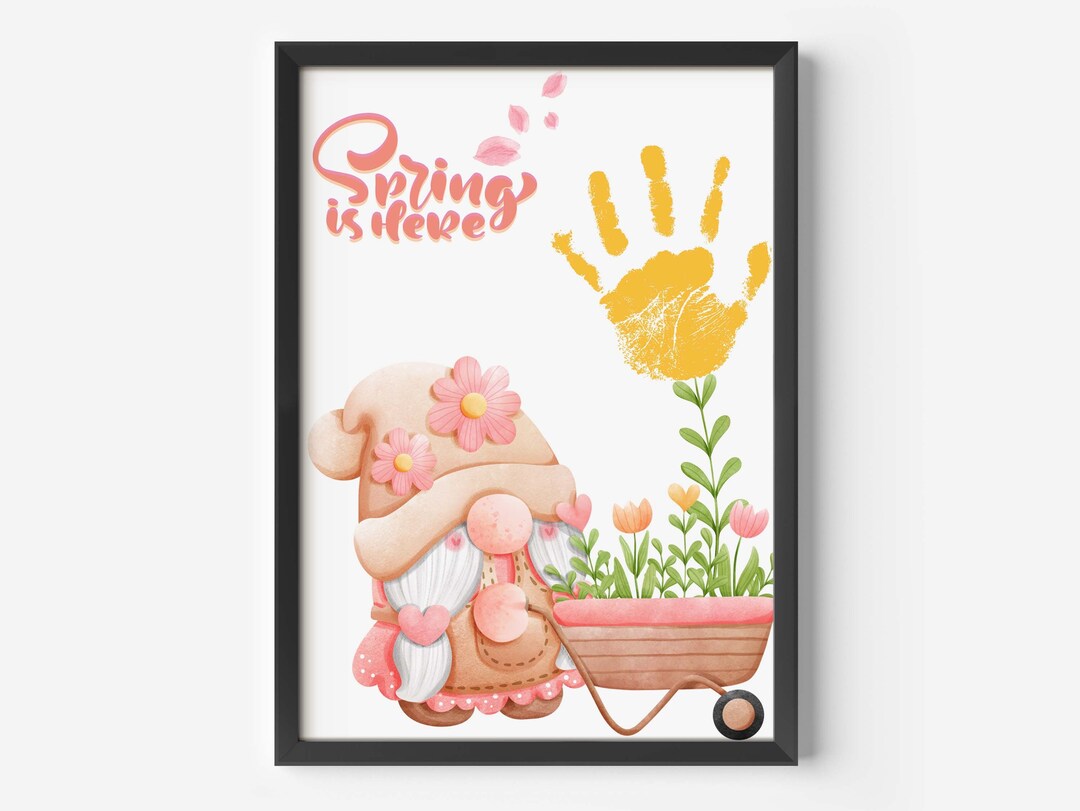 Spring Handprint Footprint Art Craft, Spring Gnome Handprint, Baby ...