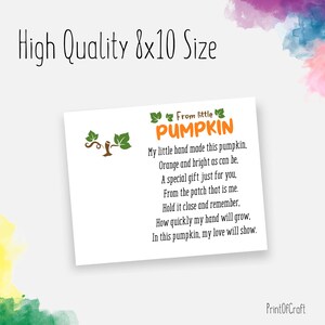 Pumpkin Poem Handprint Printable Art Craft, DIY Pumpkin Autumn Kids ...