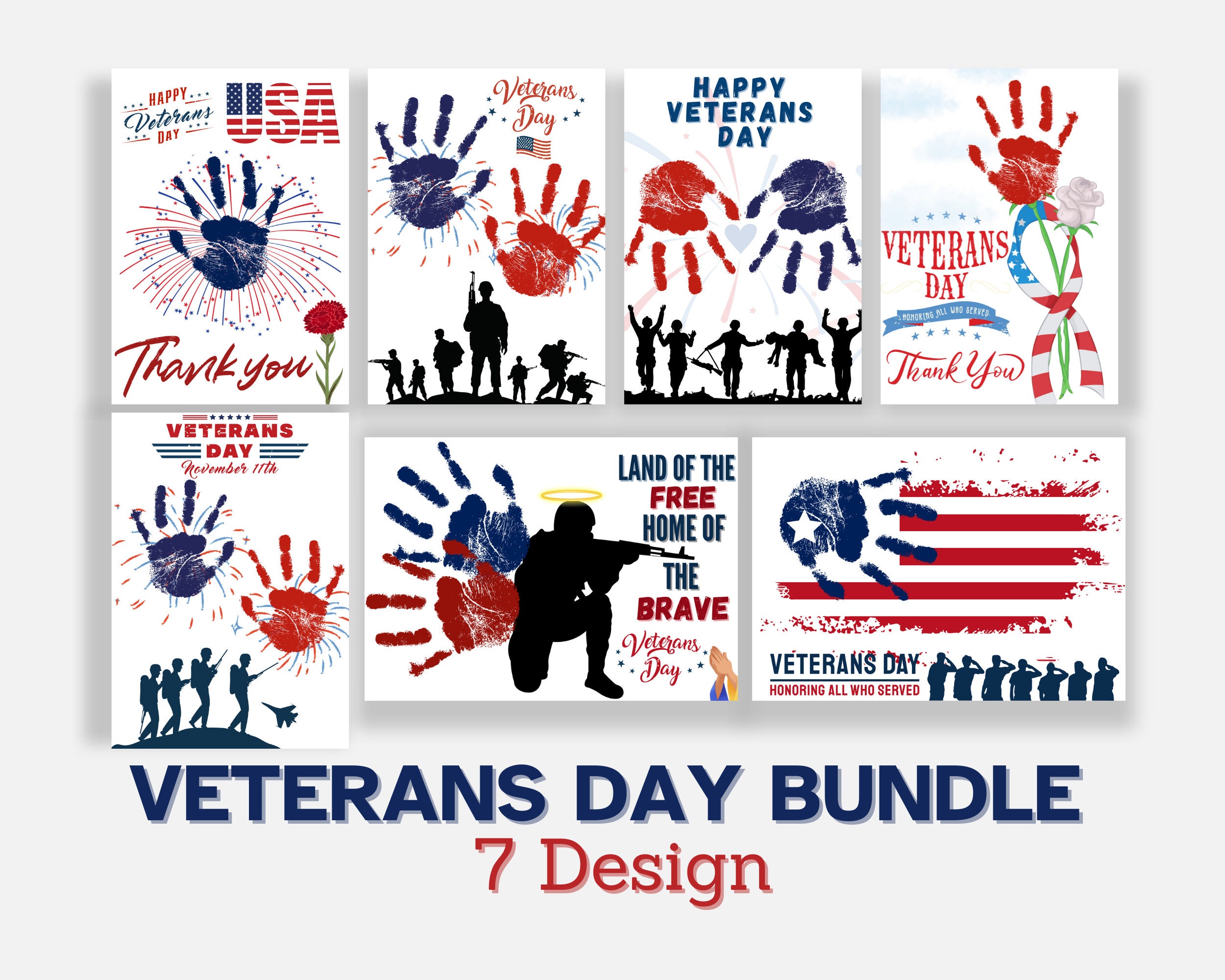 Veterans Day Handprint Footprint Craft, Preschool Handprint Veterans ...