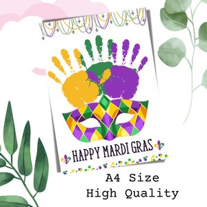 Mardi Gras Handprint Footprint Art Craft, Baby Footprint Kids Mardi ...