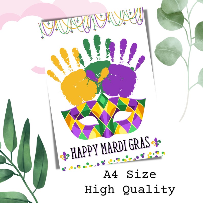 Mardi Gras Handprint Footprint Art Craft Baby Footprint Kids - Etsy