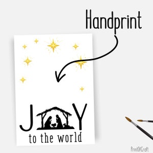 Christmas Handprint Art Craft, Christmas Joy to the World DIY Decor ...