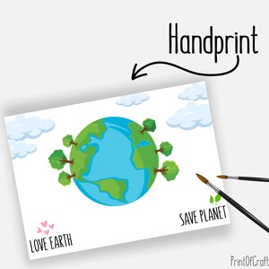 Earth Day Handprint Craft, Love Earth Save Planet Footprint Art DIY ...