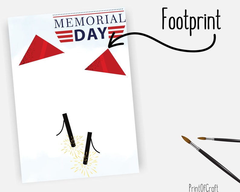 Memorial Day Handprint Footprint Craft, Happy Memorial Day Handprint ...