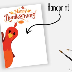 Turkey Handprint Art, DIY Kid Craft, Handprint Keepsake Memory, Fall ...