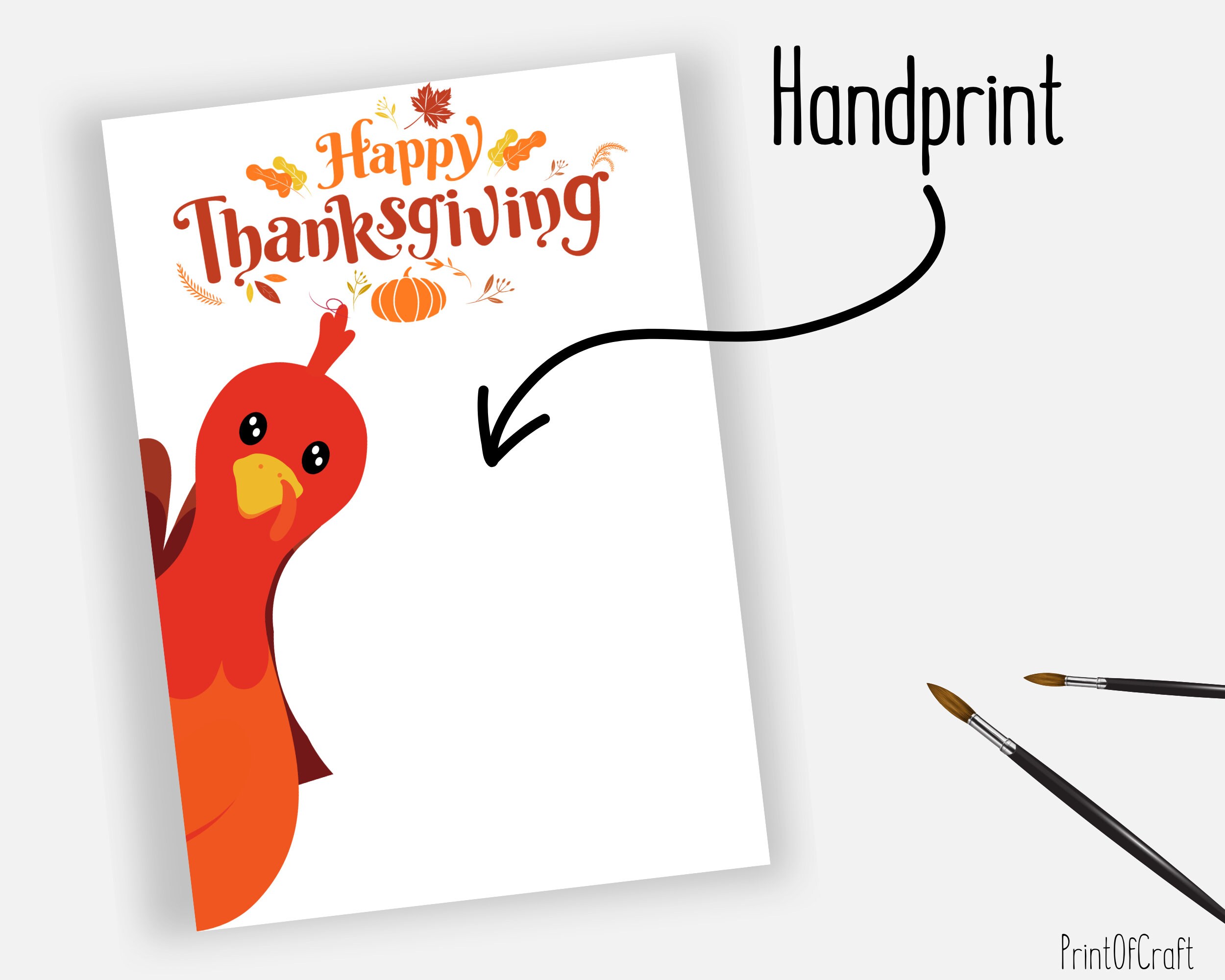 Turkey Handprint Art, DIY Kid Craft, Handprint Keepsake Memory, Fall ...