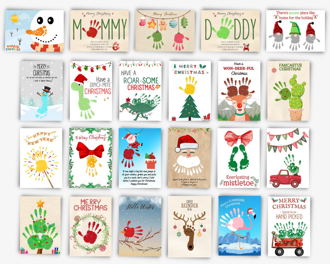Christmas Handprint Mega Holiday Art Christmas Footprint - Etsy