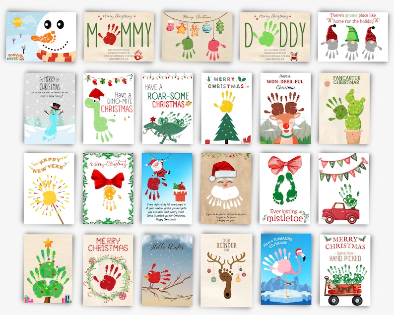 Christmas Handprint Mega Holiday Art Christmas Footprint - Etsy