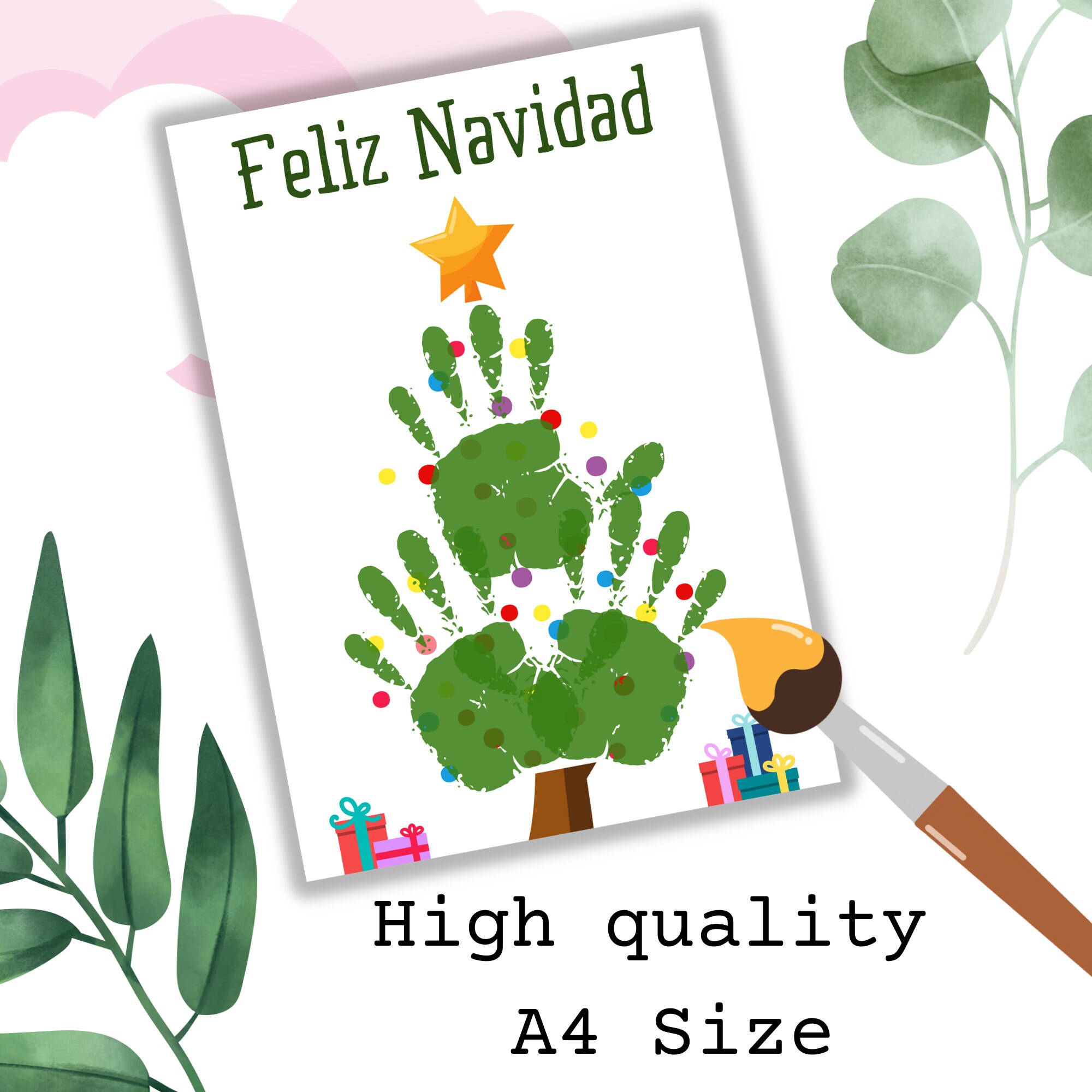 Navidad Handprint Art Craft, Feliz Navidad Handprint DIY Decor ...