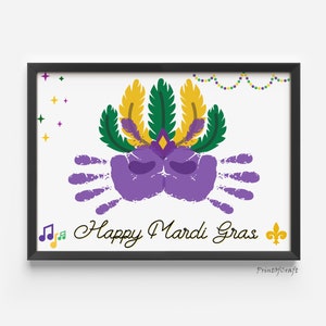 Mardi Gras Handprint Footprint Art Craft, Baby Footprint Kids Mardi ...