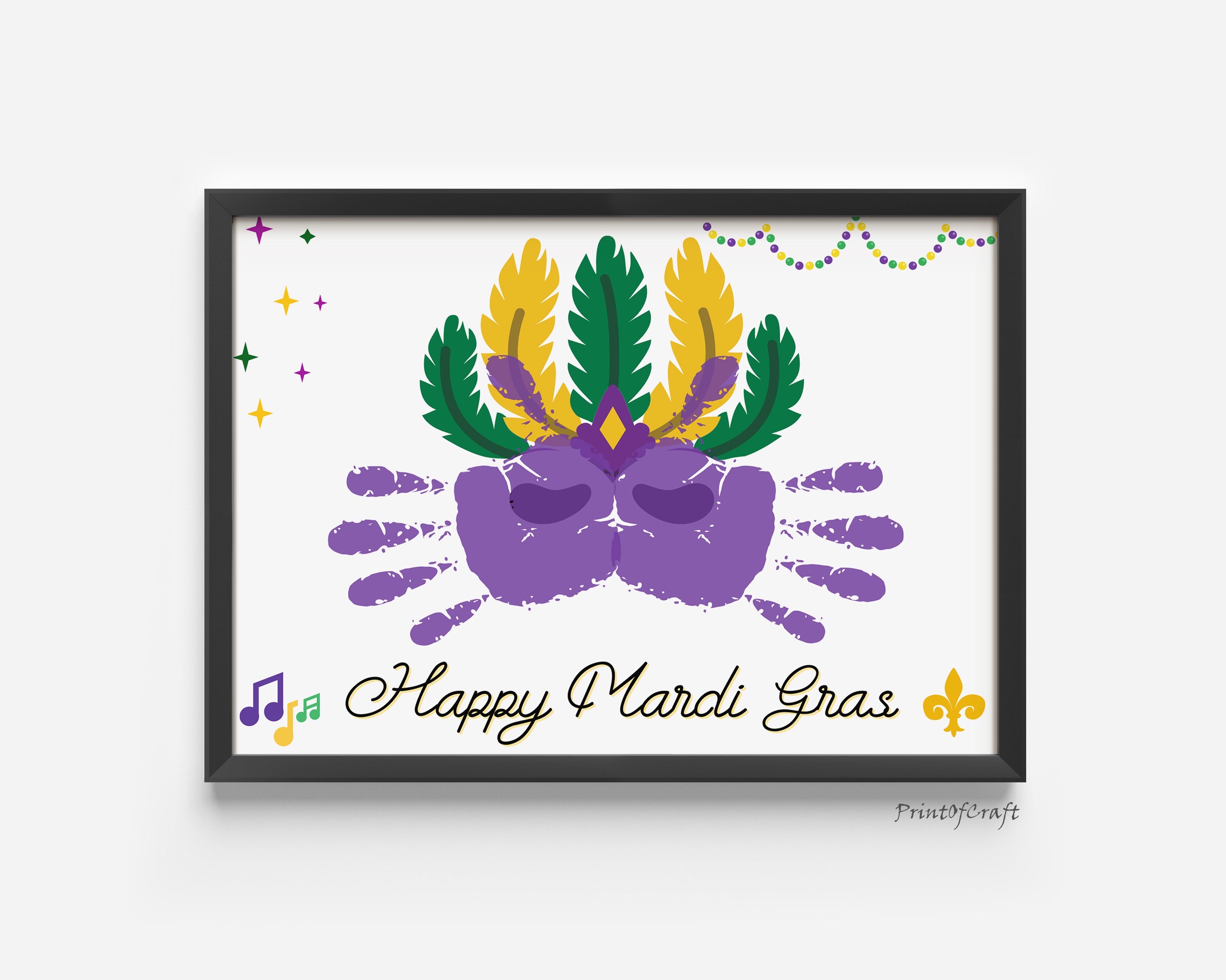 Mardi Gras Handprint Footprint Art Craft, Baby Footprint Kids Mardi ...