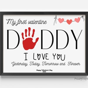 Valentines Day Daddy Handprint Gift Card, Love Handprint Art Craft ...