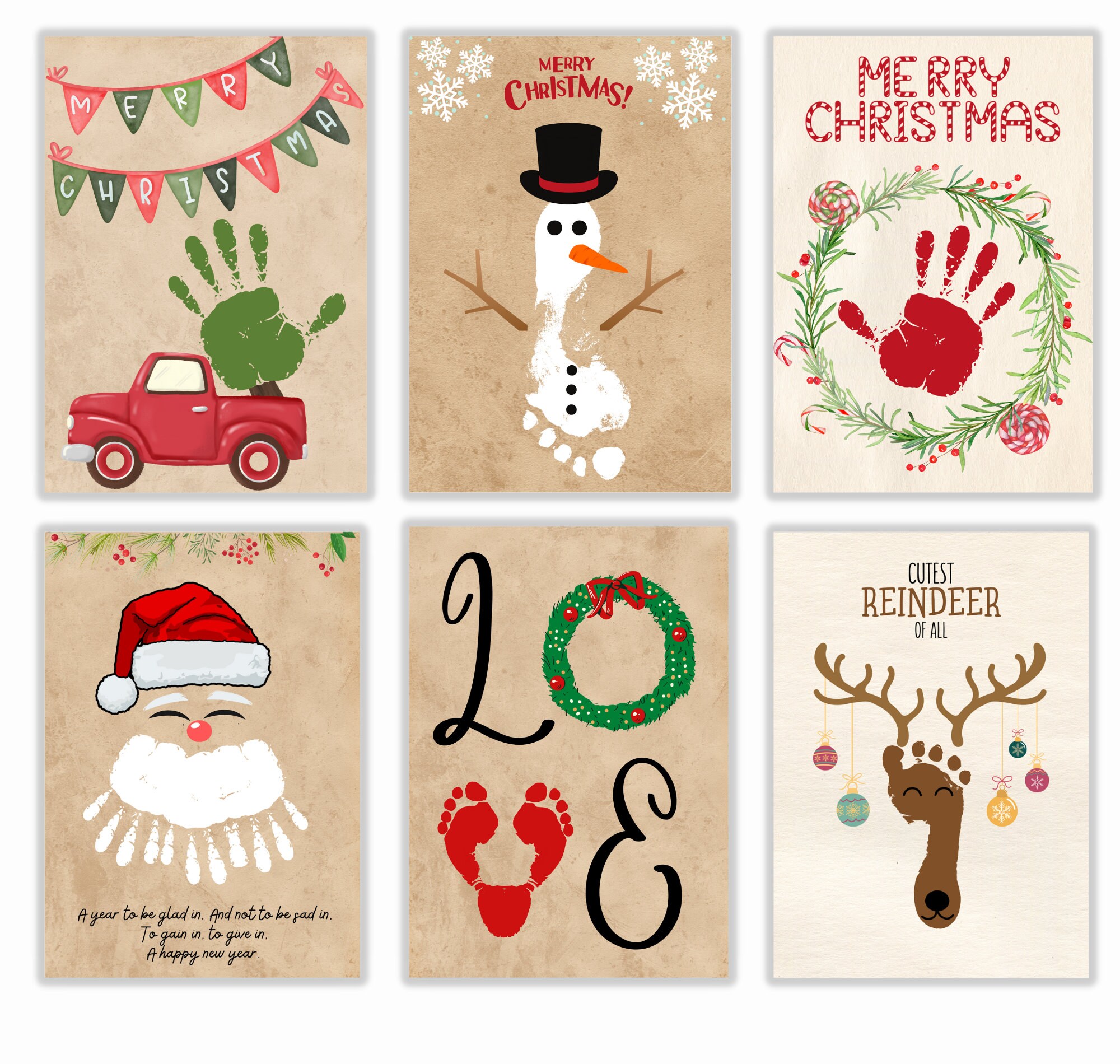 Christmas Handprint Footprint Art Craft Bundle Printable - Etsy