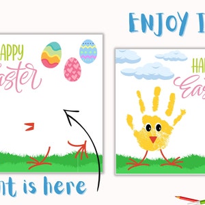 Easter Chicken Handprint Art, Toddler Handprint Craft, Easter Handprint ...