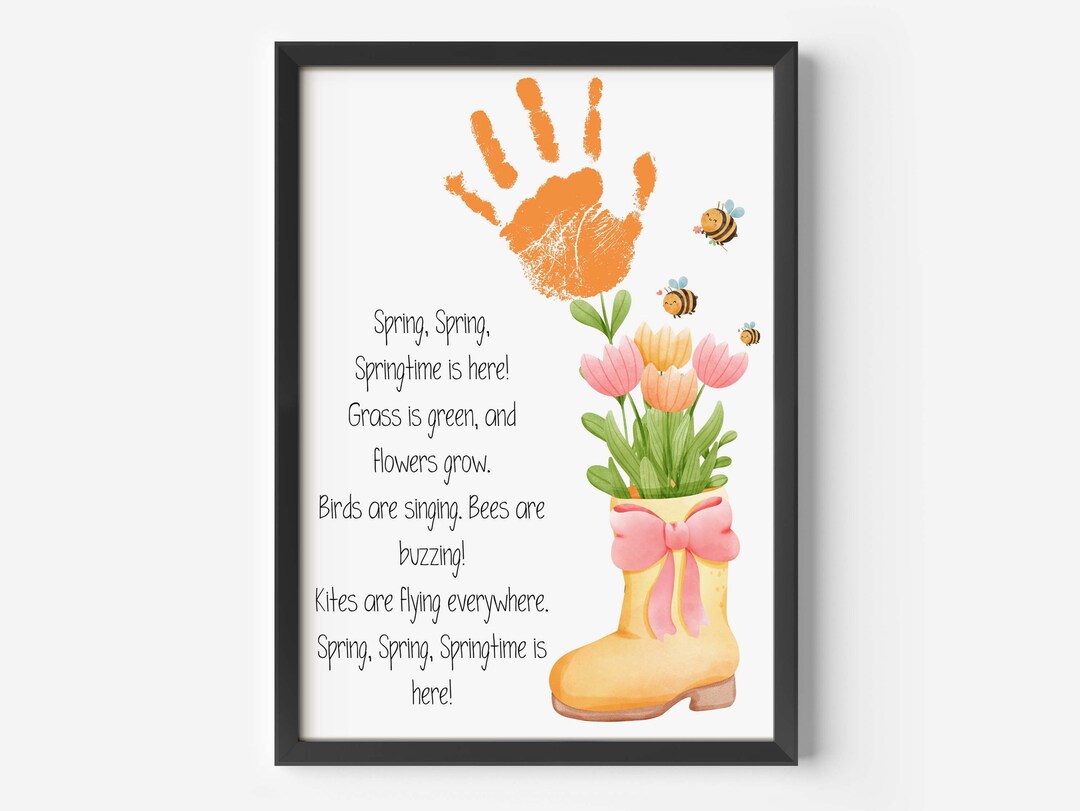 Spring Handprint Footprint Art Craft, Spring Poem Handprint Card, Baby ...