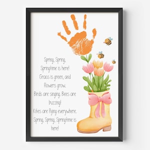 Spring Handprint Footprint Art Craft, Spring Poem Handprint Card, Baby ...