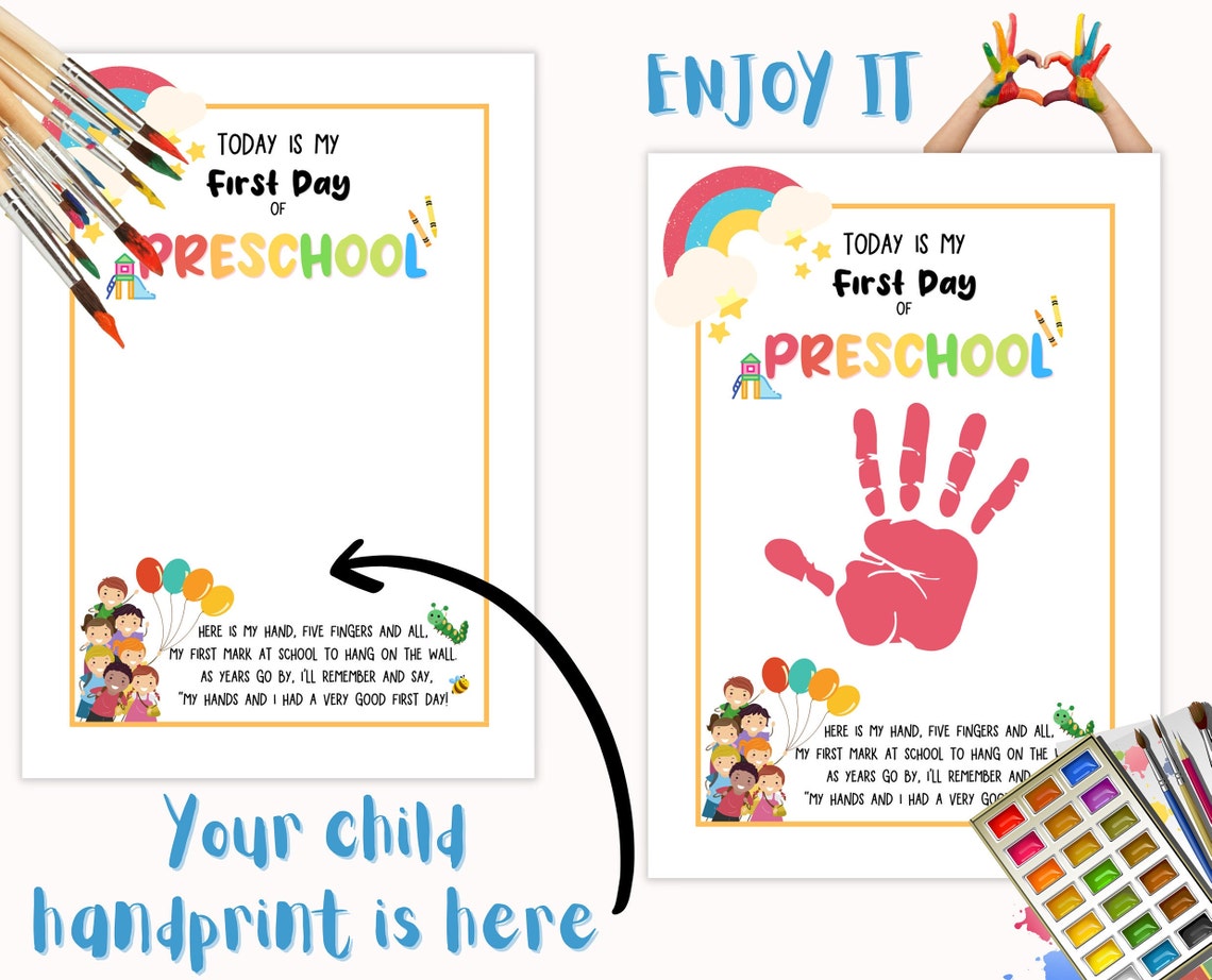 Preschool Handprint Art Craft First Day Handprint Preschool - Etsy