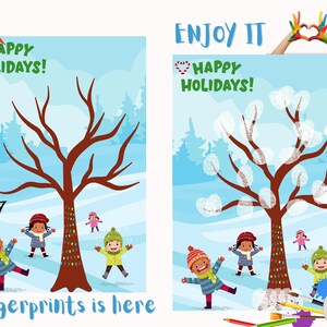 Merry Christmas Craft for Kids, Fingerprint Crafts, Printable Christmas ...