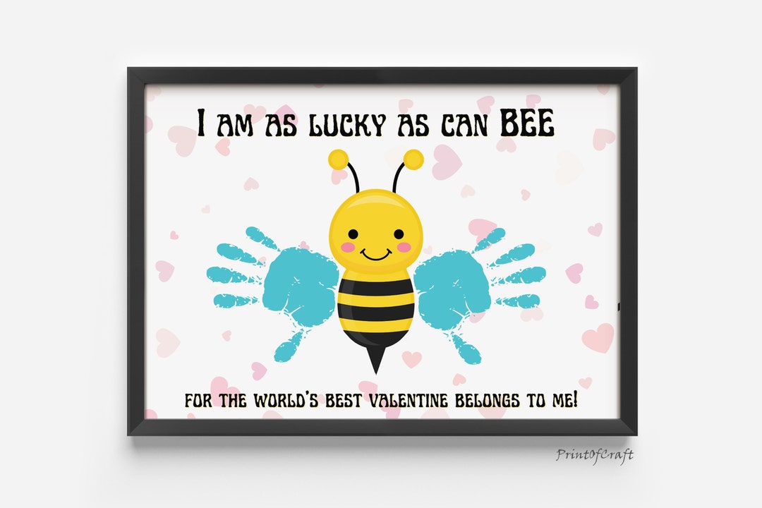 Bee Valentines Day Footprint Craft, Bee My Valentines Handprint Art ...