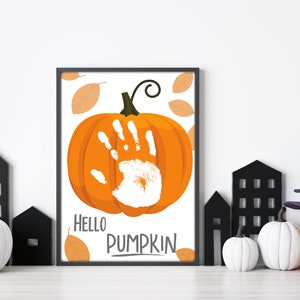 Hello Pumpkin Handprint Art, Pumpkin Handprint Craft, Kids Toddler Baby ...
