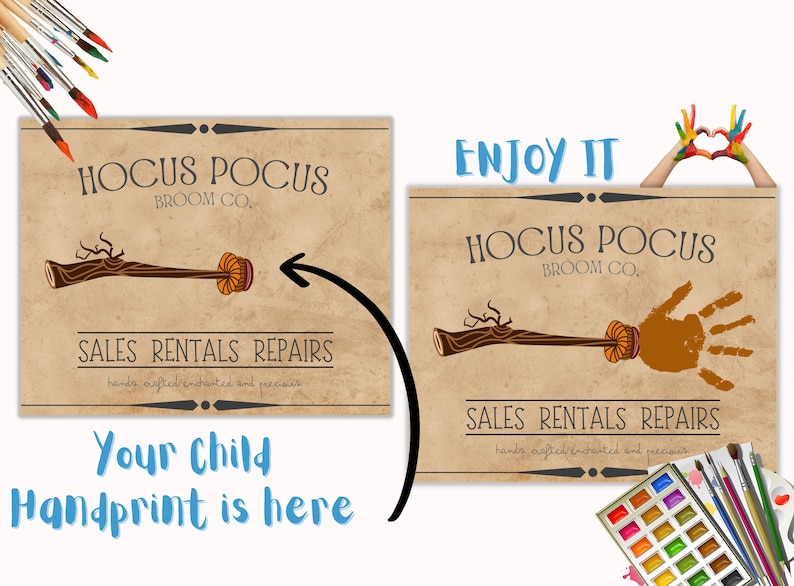 Hocus Pocus Halloween Handprint Witch Broom Craft, Handprint Art for ...