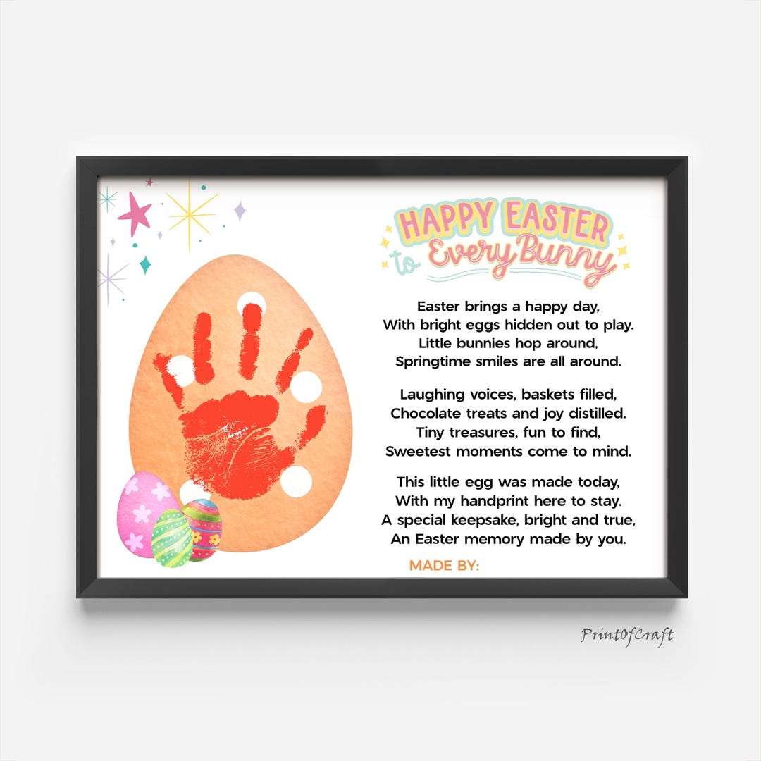 Easter Poem Handprint Art, Toddler Easter Handprint Keepsake, Easter ...