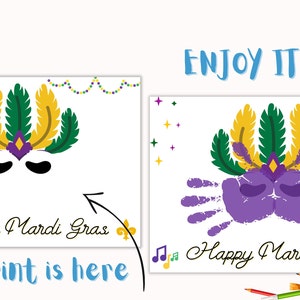 Mardi Gras Handprint Footprint Art Craft, Baby Footprint Kids Mardi ...